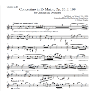 Weber Concertino arranged for Clarinet and String Quartet ...